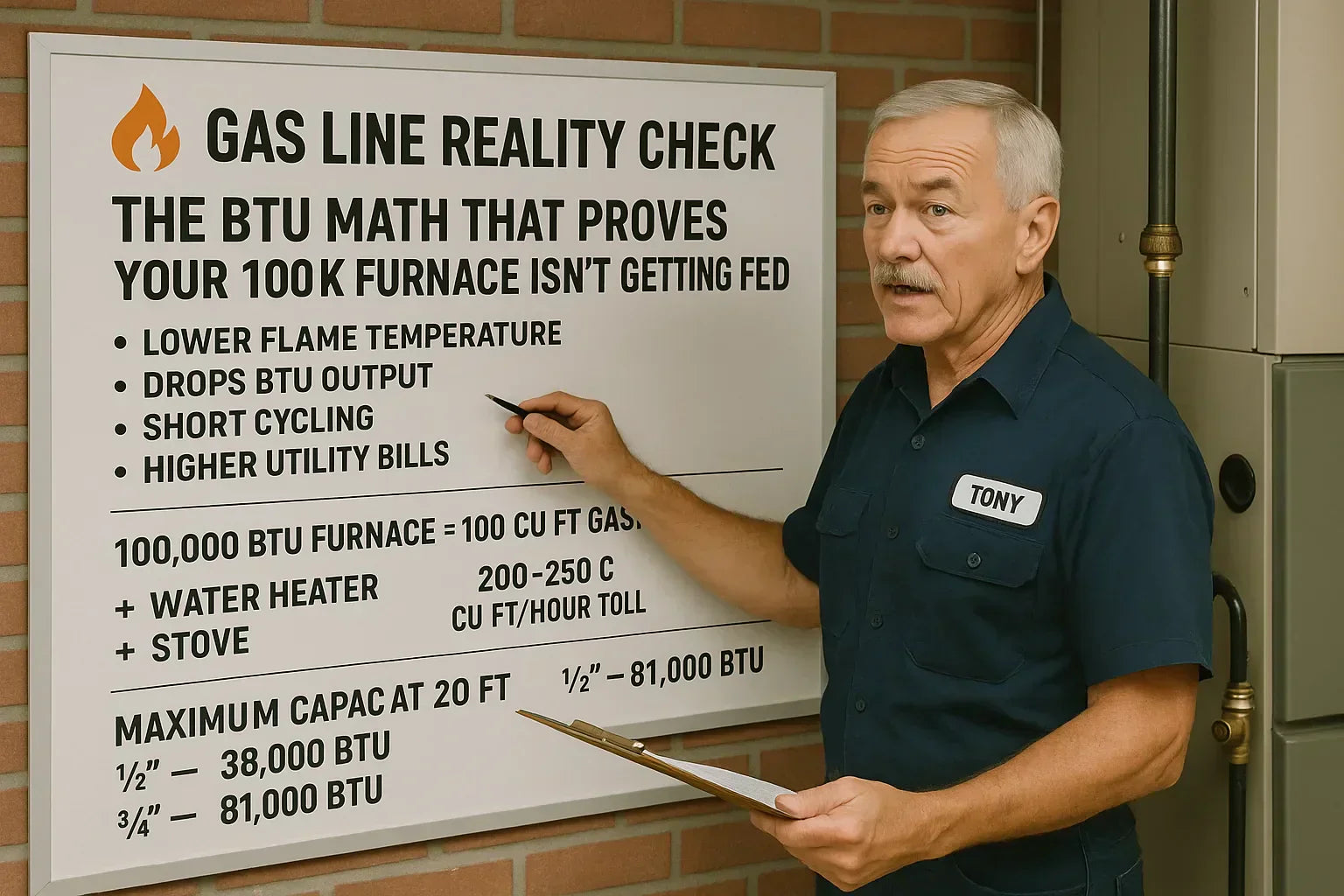 Gas Line Reality Check — The BTU Math That Proves Your 100k Furnace Is