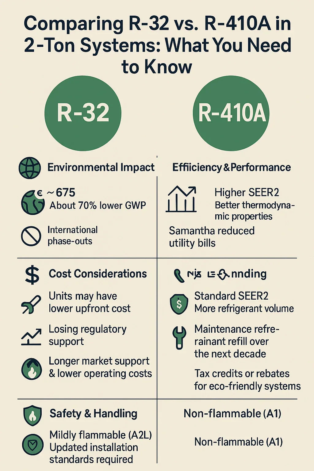 Comparing R-32 vs. R-410A in 2-Ton Systems: What You Need to Know