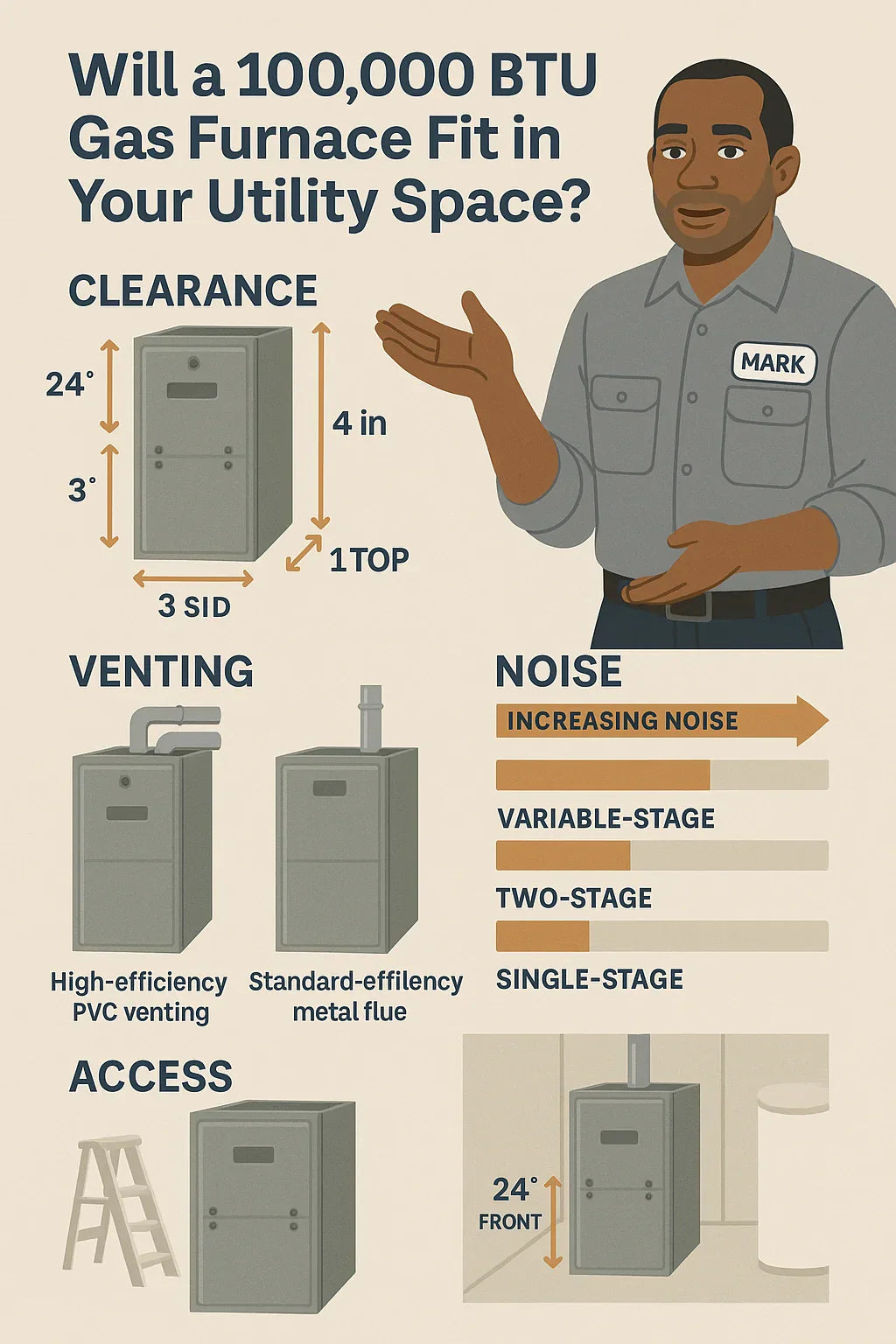 Will a 100,000 BTU Gas Furnace Fit in Your Utility Space? Clearance, V